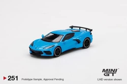 Mini GT 1:64 Corvette C8 Stingray (Rapid Blue) #251 - Mijo USA Exclusive