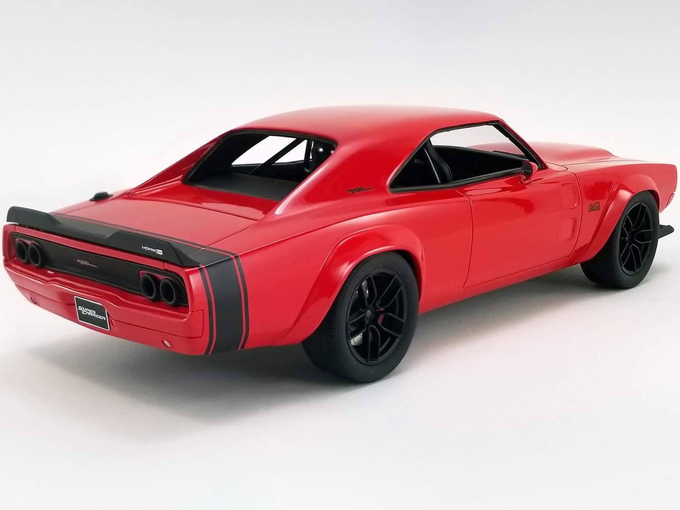 1968 Dodge Super Charger Concept Red with Black Tail Stripe USA Exclusive Series 1/18 Model Car by GT Spirit for Acme US036