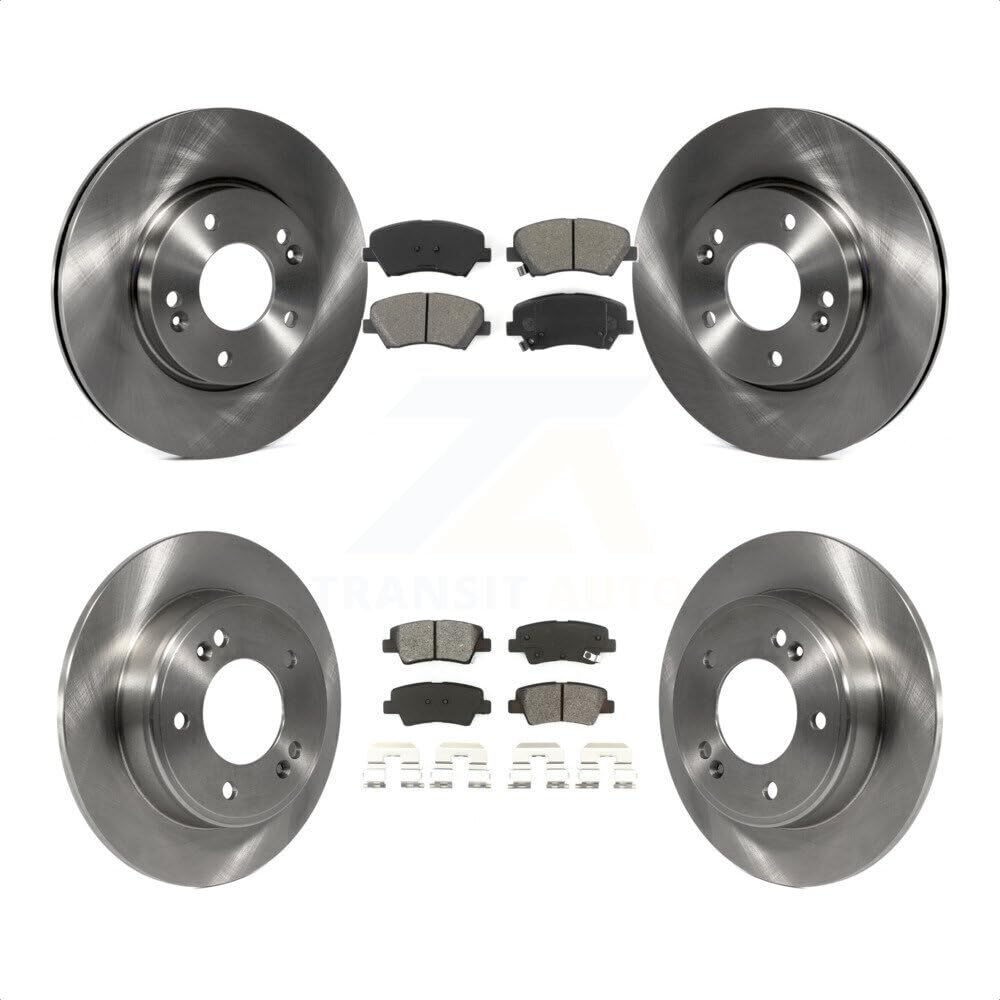 Transit Auto - Front Rear Disc Brake Rotors And Semi-Metallic Pads Kit For Hyundai Elantra Kia Forte Veloster GT Forte5 Coupe Koup K8S-101455