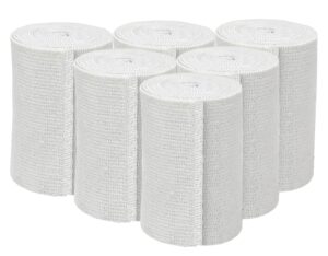 premium elastic bandage wrap (3" wide, 6 pack) - made of usa grown cotton - hook & loop fastener at one end - gt latex free hypoallergenic compression roll for sprains & injuries