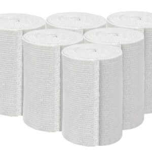 Premium Elastic Bandage Wrap (3" Wide, 6 Pack) - Made of USA Grown Cotton - Hook & Loop Fastener at One End - GT Latex Free Hypoallergenic Compression Roll for Sprains & Injuries