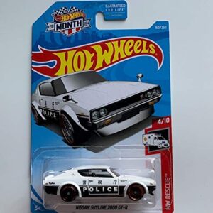 hw 2019 hot wheels walmart exclusive month card - white nissan skyline 2000 gt-r police rescue 4/10