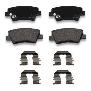 ceramic rear brake pads set compatible with hyundai sonata/elantra/accent/veloster,kia rio/optima hybird/soul ev/soul/cadenza/forte/forte koup/forte5,automotive replacement disc brake pads rear