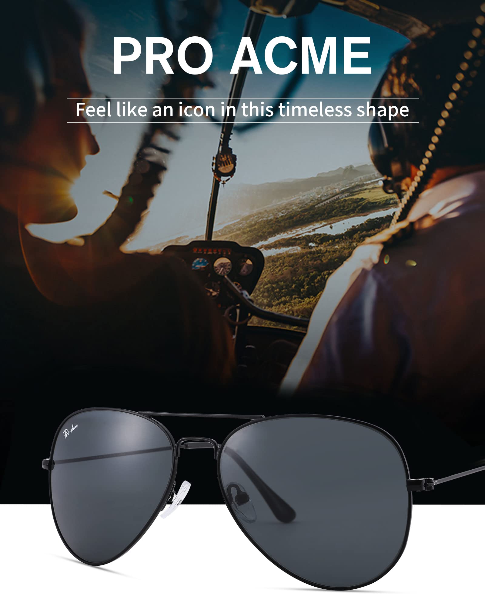 Pro Acme Polarized Classic Aviator Sunglasses for Men Women - 62mm (Gold/Grey-Polarized)