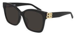 balenciaga women's dynasty vintage square sunglasses, shiny black, one size