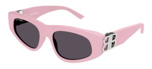 balenciaga women's dynasty cat eye sunglasses, pink-silver-grey, one size