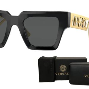 Versace VE4431 50MM Balck/Dark Grey Square Sunglasses for Women + BUNDLE With Designer iWear Eyewear Kit