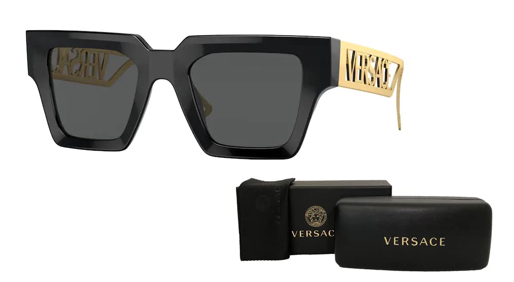 Versace VE4431 50MM Balck/Dark Grey Square Sunglasses for Women + BUNDLE With Designer iWear Eyewear Kit