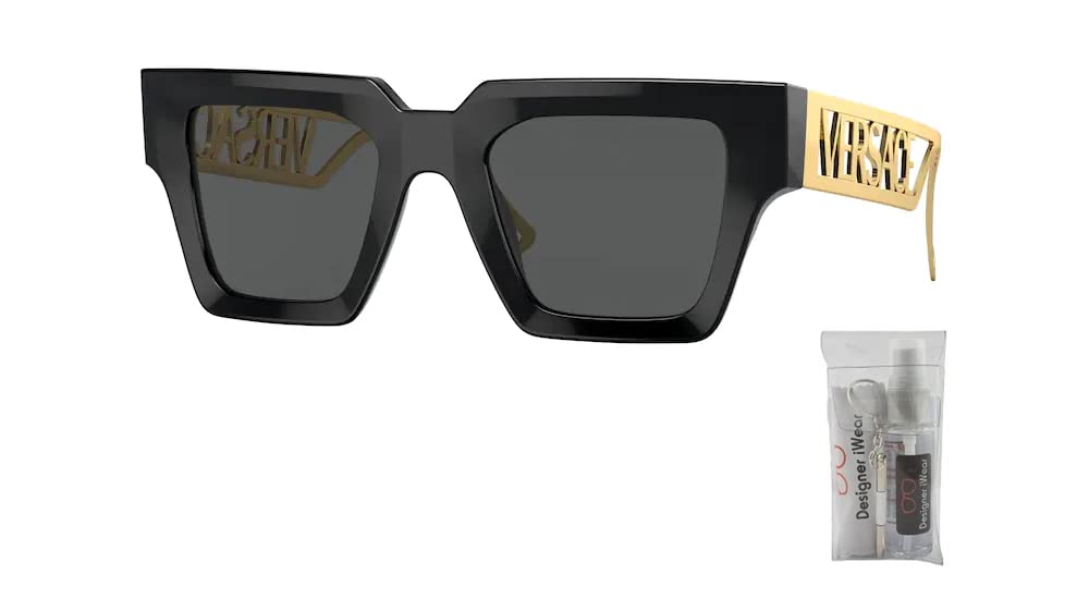 Versace VE4431 50MM Balck/Dark Grey Square Sunglasses for Women + BUNDLE With Designer iWear Eyewear Kit