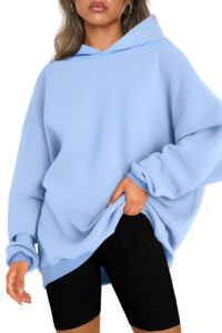 efan hoodies for women oversized sweatshirts fall fashion outfits 2024 clothes fleece solid basic soft workout loose tops sweaters light blue