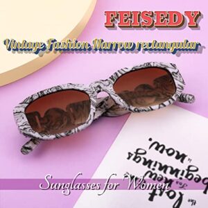 FEISEDY Retro Trendy Rectangle Sunglasses Women Men Vintage 90s Small Narrow Square Sunglasses B2322