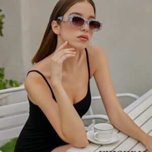 FEISEDY Retro Trendy Rectangle Sunglasses Women Men Vintage 90s Small Narrow Square Sunglasses B2322