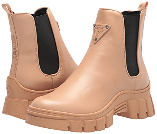 GUESS Women's HESTIA Combat Boot, Nude, 7.5