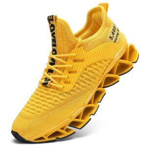 vooncosir women's running shoes comfortable fashion non slip blade sneakers work tennis walking sport athletic shoes yellow