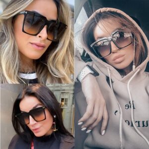 FEISEDY Oversized Square Sunglasses for Women Men Fashion Big Frame Shades B4044