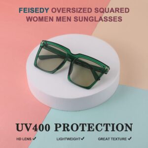 FEISEDY Oversized Square Sunglasses for Women Men Fashion Big Frame Shades B4044