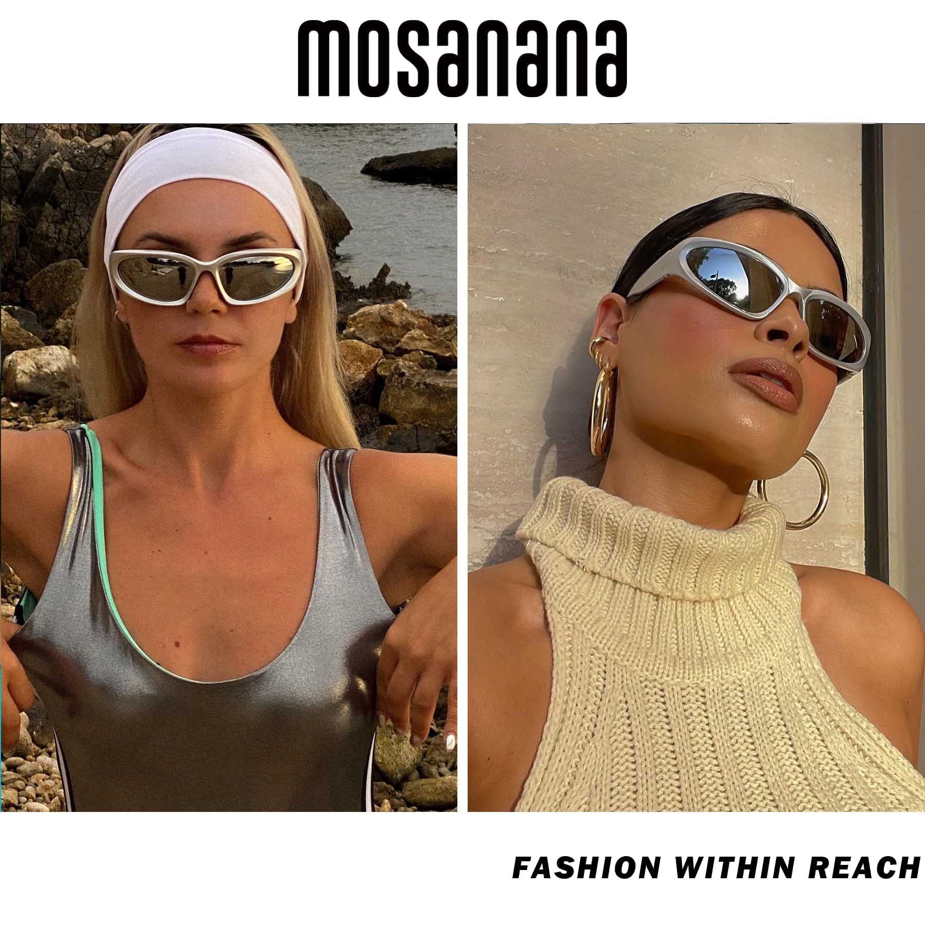 mosanana Y2k Wrap Around Polarized Sunglasses for Women Men Trendy Swift Oval Futuristic Sun Glassess Retro 2000s Cyber Aesthetic Sport Shades MS52345