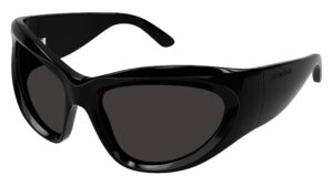 balenciaga women's sporty wrap sunglasses, black-black-grey, one size