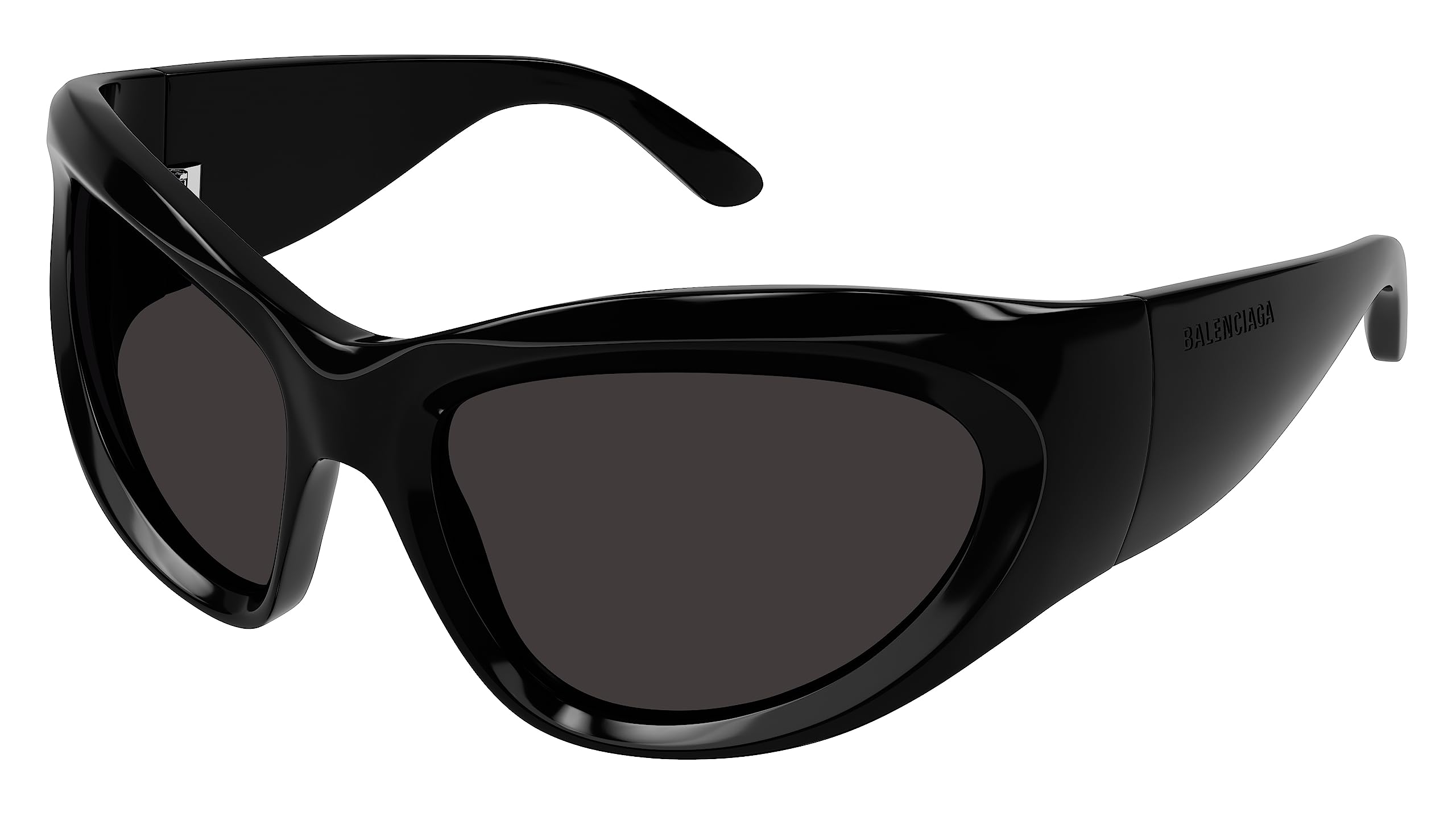 Balenciaga Women's Sporty Wrap Sunglasses, Black-Black-Grey, One Size