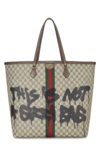 balenciaga, pre-loved balenciaga x gucci beige coated canvas hacker graffiti tote large, brown