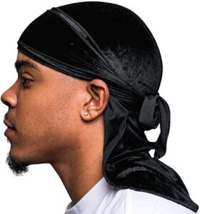 veeta superior velvet durag - soft velvet durags for men & women, long double wide straps, silky durag liner, triple stitched