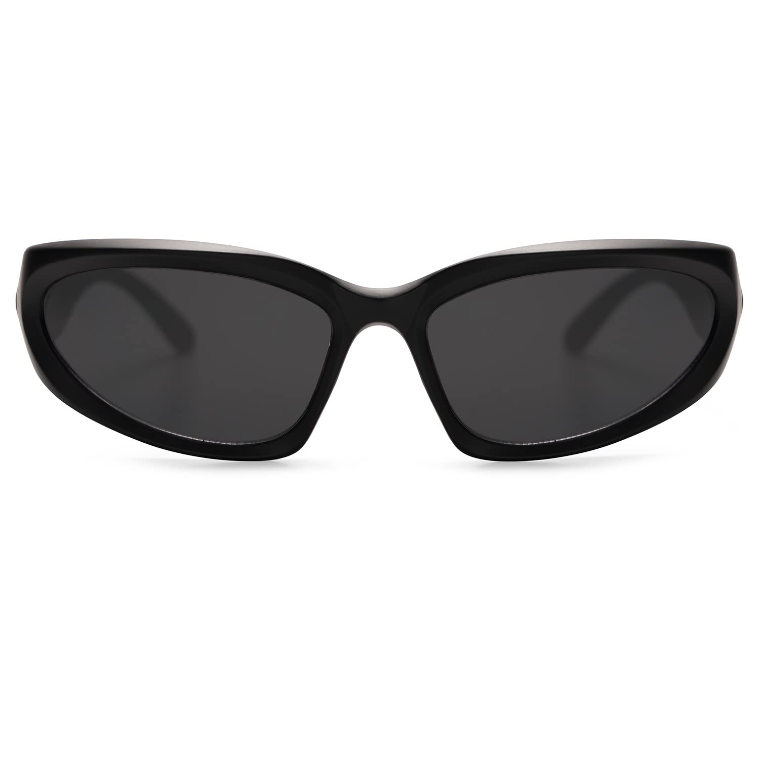 VANLINKER Wrap Around Sport Sunglasses for Women Trendy Fashion Chunky Shades All Black VL9672