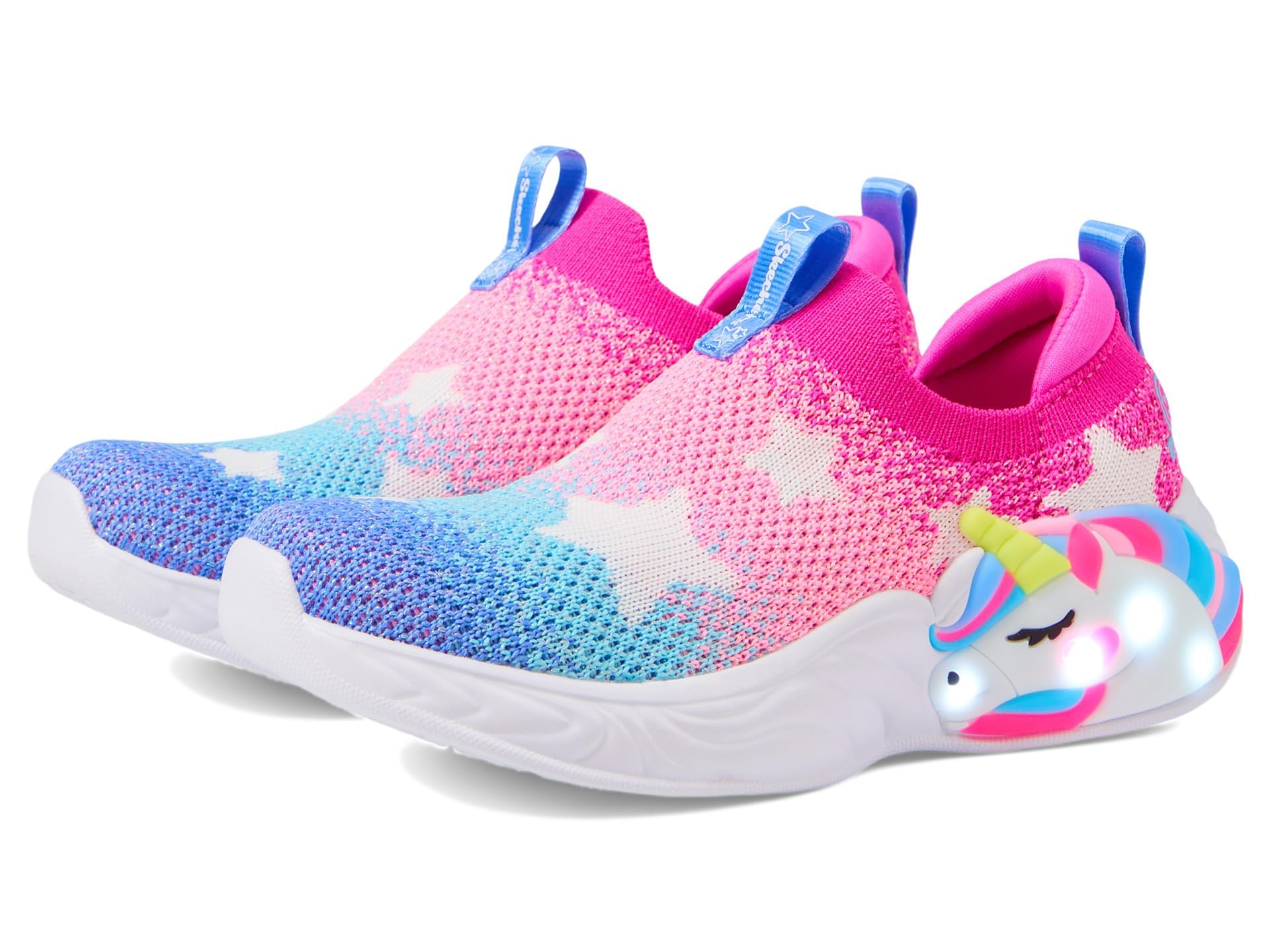 Skechers Kids Unicorn Dreams-Sherbert STA Sneaker, Hot Pink/Multi, 3 US Unisex Little Kid