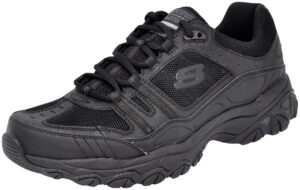 skechers men's after burn memory fit - strike off lace-up sneaker, black/black 13 xw us