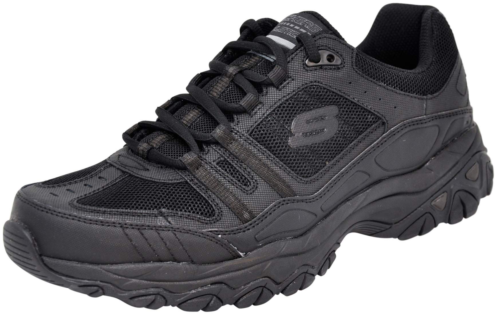 Skechers Men's After Burn Memory Fit - Strike Off Lace-Up Sneaker, Black/Black 13 XW US