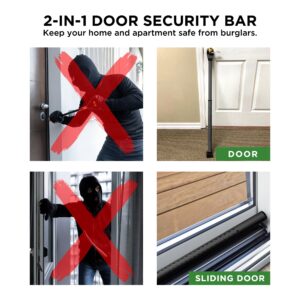 Guard Dog Security Door Jammer 2-in-1 Adjustable Door Knob Jammer & Sliding Patio Door Security Bar – 40 Different Adjustments (Black, 1 Pack)