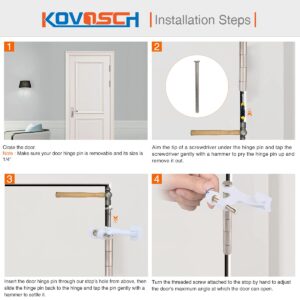 KOVOSCH 6 Pack Hinge Pin Door Stopper White - Adjustable Heavy Duty Hinge Pin Door Stops with White Rubber Bumper Tips