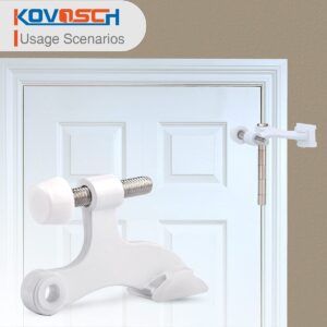 KOVOSCH 6 Pack Hinge Pin Door Stopper White - Adjustable Heavy Duty Hinge Pin Door Stops with White Rubber Bumper Tips