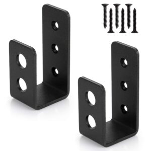 2x4 door barricade brackets (2 pcs) | drop open bar holder steel u bracket for 2 by 4 lumber as security door reinforcement, door jammer, tool hanger for your home, barn, shed, garage, gate