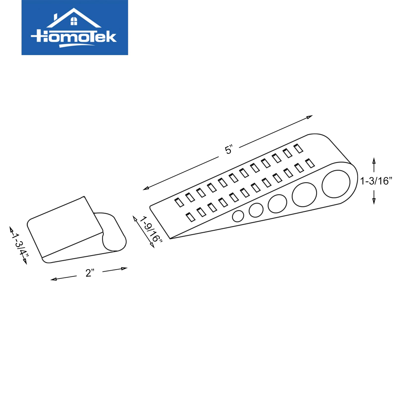 HOMOTEK 10 Pack Wedge Rubber Door Stops Door Chucks Stoppers Wall Protector for Floor & Bottom of Door with Self Adhesive White Holder, 5"x1-9/16"x1-5/16" (Gray)