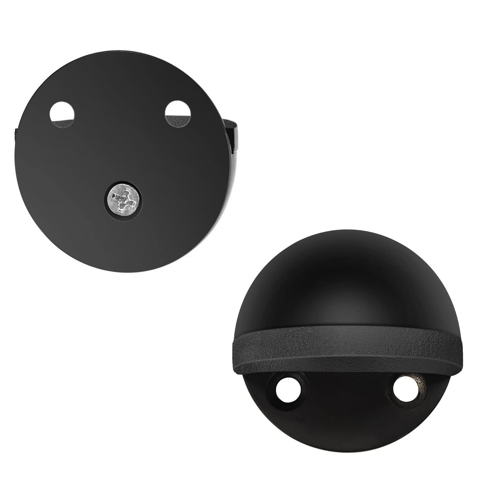 Door Stops, Floor Door Stopper 4 Pack No Drill Doorstops Black Rubber Bumper Door Stoppers for Bottom of Door