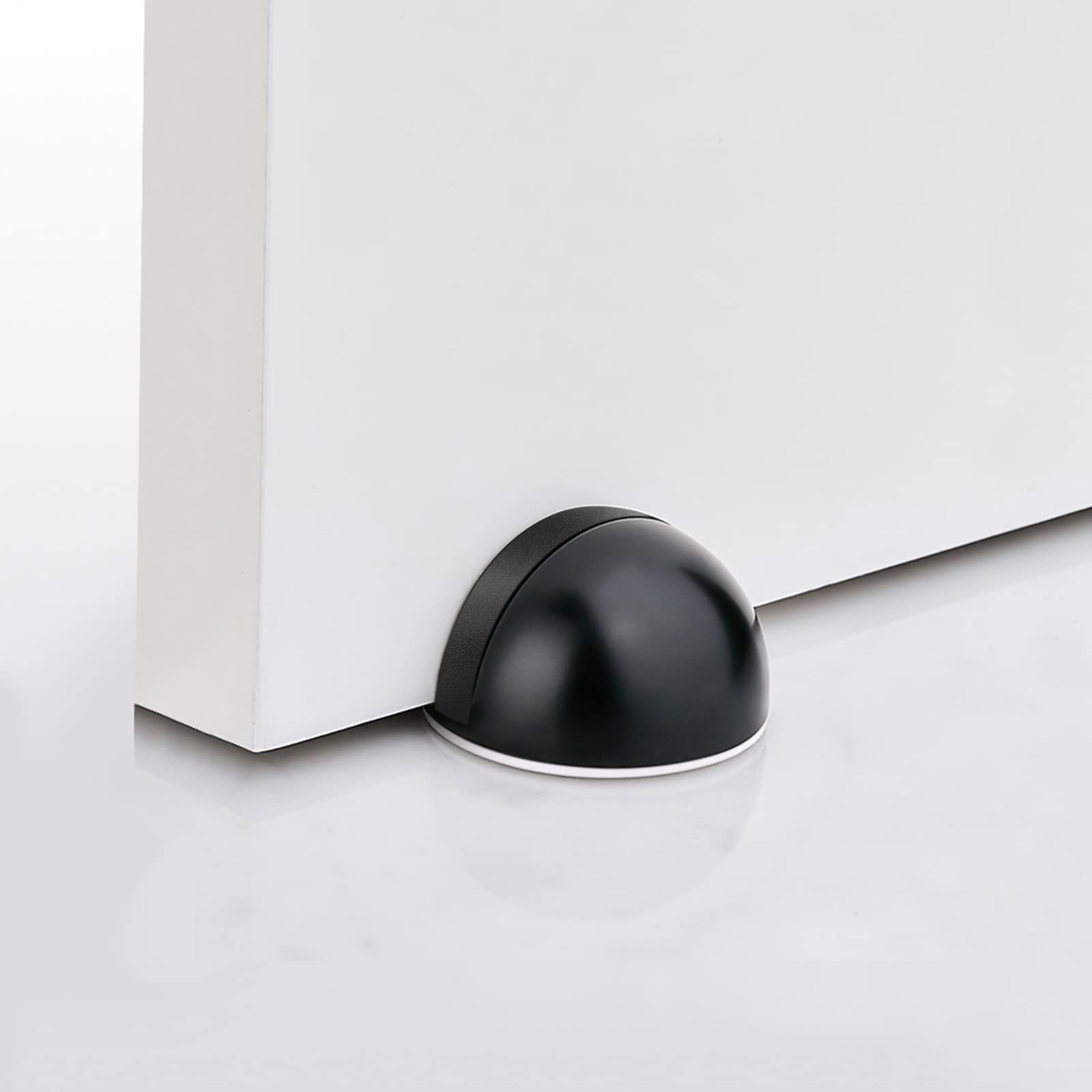 Door Stops, Floor Door Stopper 4 Pack No Drill Doorstops Black Rubber Bumper Door Stoppers for Bottom of Door