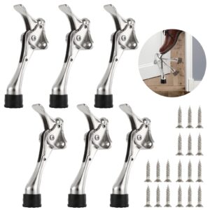 fviexe 6 packs door stoppers, metal doorstop door holder kick stopper commercial kickdown door stops, door stop for bottom of door with one touch and rubber tip kickstand replacements