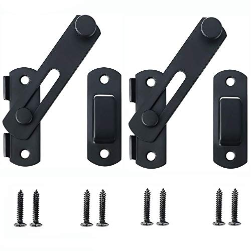 2 Pack Large Stainless Steel Gate Latches, Door Holder Flip Latch Safety Door Bolt Latch Lock (Black)