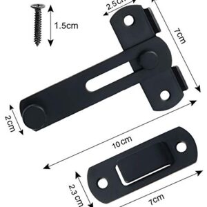 2 Pack Large Stainless Steel Gate Latches, Door Holder Flip Latch Safety Door Bolt Latch Lock (Black)