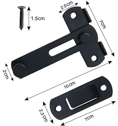 2 Pack Large Stainless Steel Gate Latches, Door Holder Flip Latch Safety Door Bolt Latch Lock (Black)