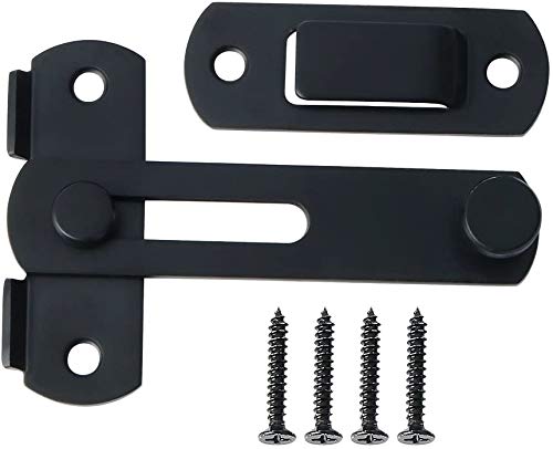 2 Pack Large Stainless Steel Gate Latches, Door Holder Flip Latch Safety Door Bolt Latch Lock (Black)