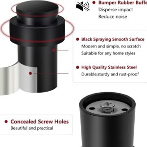 KOLAKO Door Stopper, Cylindrical Floor Door Stop, 2 Inch/Stainless Steel, Black Modern Heavy Duty Brushed Solid DoorStops with Rubber Bumper, Floor Door Stops for Bottom of Door, 6 Pack