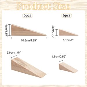 NBEADS 12 Pcs Wood Door Stopper, Non-Slip Door Stops Wedge Sturdy and Durable Door Stop Wedge 2 Sizes Triangle Wood Block for Wedge Window Door Stops for Home Office