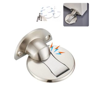 304 stainless steel ground suction,floor mount magnet door stopper - invisible magnetic door stop, magnets door stops wall prop hold open doorstop,for home office bedroom door stop (silver)