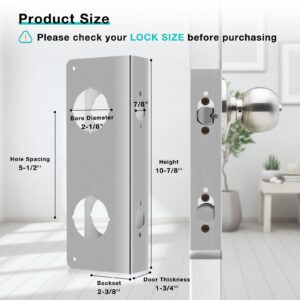 Stainless Steel Lock and Door Reinforcer for Reinforcing and Repairing Doors, Add Extra Security to Your Home and Against Home Invasion, 5-1/2 in, 2-3/8' x 1-3/4 in