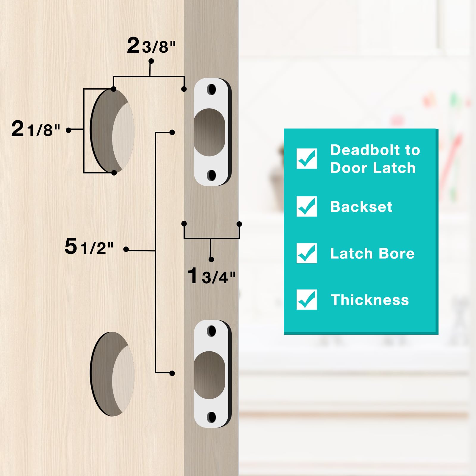 Stainless Steel Lock and Door Reinforcer for Reinforcing and Repairing Doors, Add Extra Security to Your Home and Against Home Invasion, 5-1/2 in, 2-3/8' x 1-3/4 in