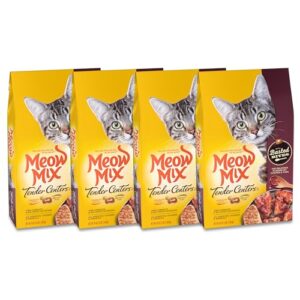 meow mix tender centers basted bites dry cat food, chicken & tuna flavor, 3 pound bag (pack of 4)