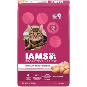 iams proactive health adult urinary tract healthy dry cat food with chicken, 22 lb. bag