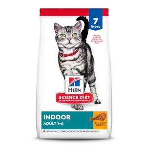 hill's science diet indoor, adult 1-6, easy litter box cleanup, dry cat food, chicken recipe, 7 lb bag