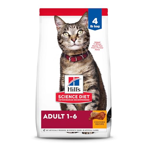 Hill's Science Diet Adult 1-6, Adult 1-6 Premium Nutrition, Dry Cat Food, Chicken Recipe, 4 lb Bag